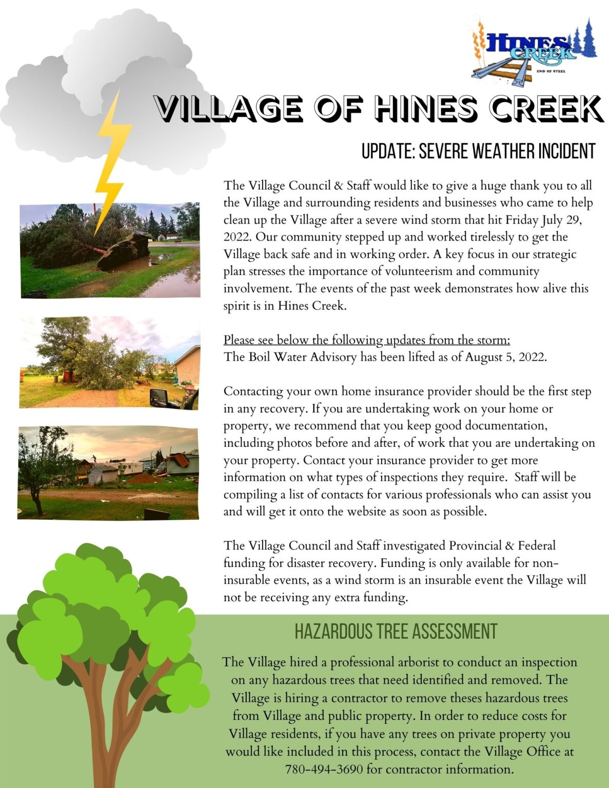 Severe Weather Incident Aug 11, 2022 – Village of Hines Creek